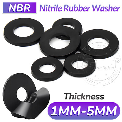 FORM A FLAT BLACK THICK NBR RUBBER WASHERS - M2 M3 M4 M5 M6 M8 M10 M12 ...