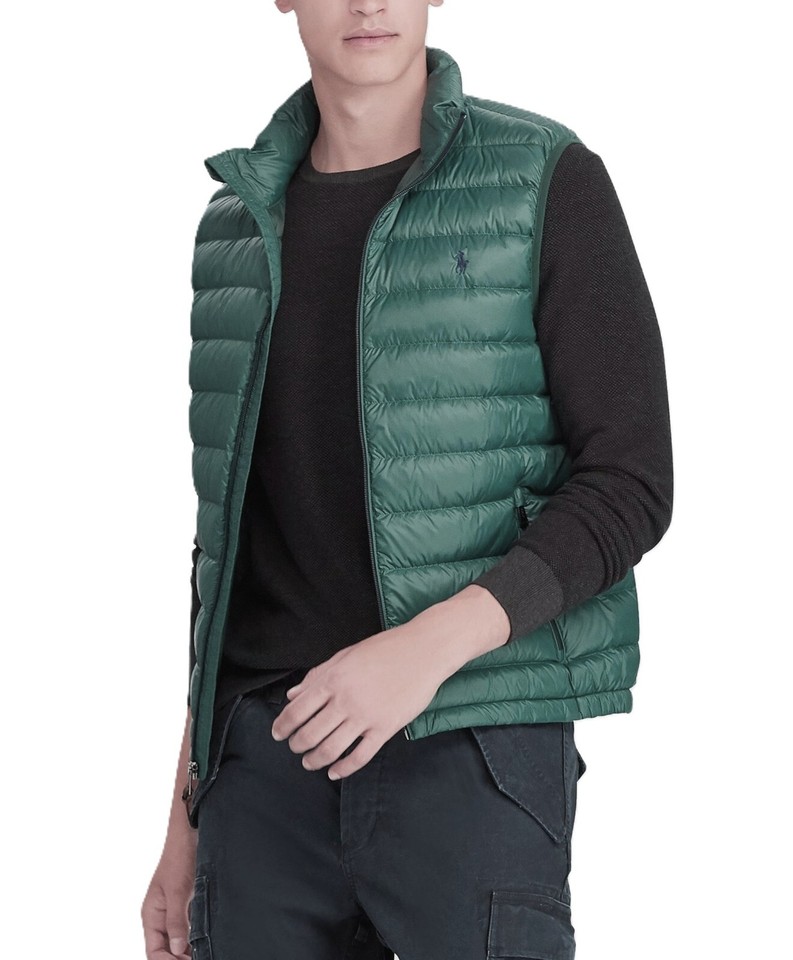 *NWT - POLO RALPH LAUREN Mens Down Full Zip Packable Puffer Vest- GREEN ...