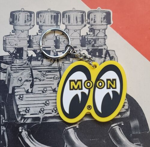 MOON Logo KEYCHAIN mooneyes Hot Rod Custom fob key chain ring eyeballs ...