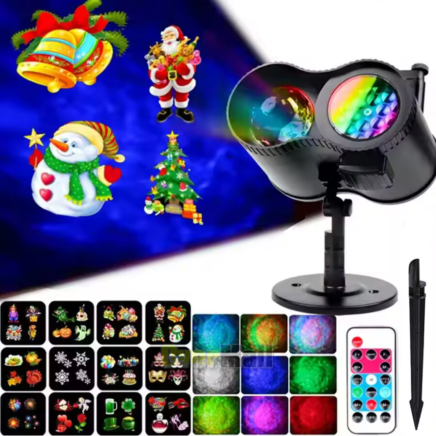 Christmas Snowflake Projector LED Moving Snowfall Laser Outdoor Light ...
