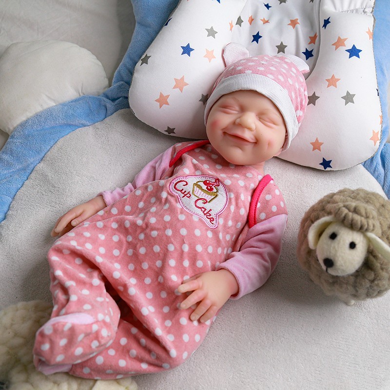 Full Body Solid Silicone 18.5" Handmade Reborn Doll Cute Lifelike ...