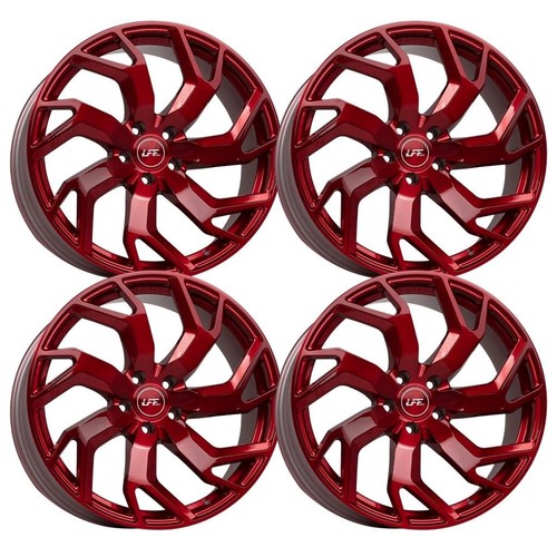 (Set-4) Luxxx LFF ALFA 20x10.5 5x120 28mm Brushed Roja Red Wheels Rims ...