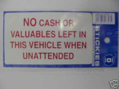 ANTI THEFT WARNING STICKER VALUABLES CASH * FREE P&P * | eBay UK