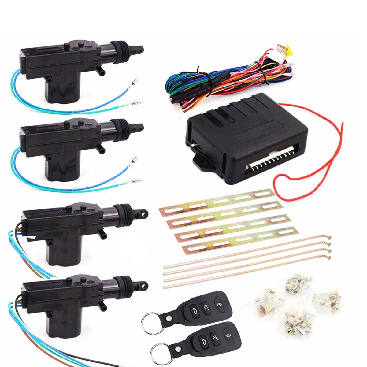 Power Door Lock Kit Universal 4-Door Keyless Entry System – With Remote ...