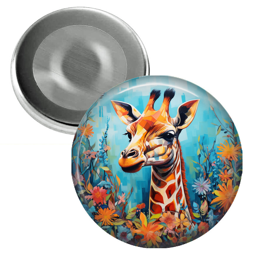 Giraffe Magnet Button Style 2.25 inch Graphic Watercolor Art Giraffe ...