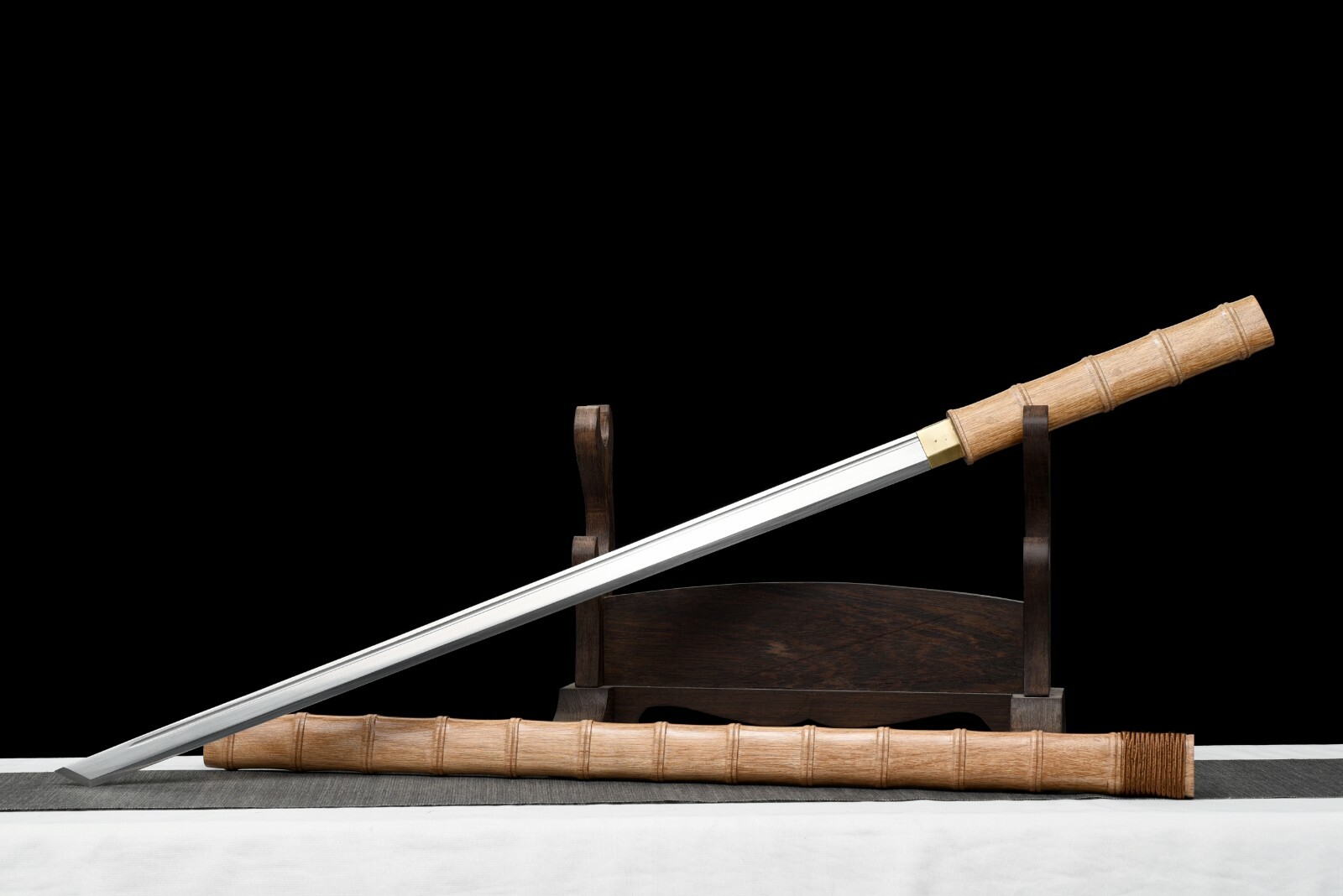 Hand 1095 steel Japanese Shirasaya Samurai Katana Bamboo Wood Saya ...