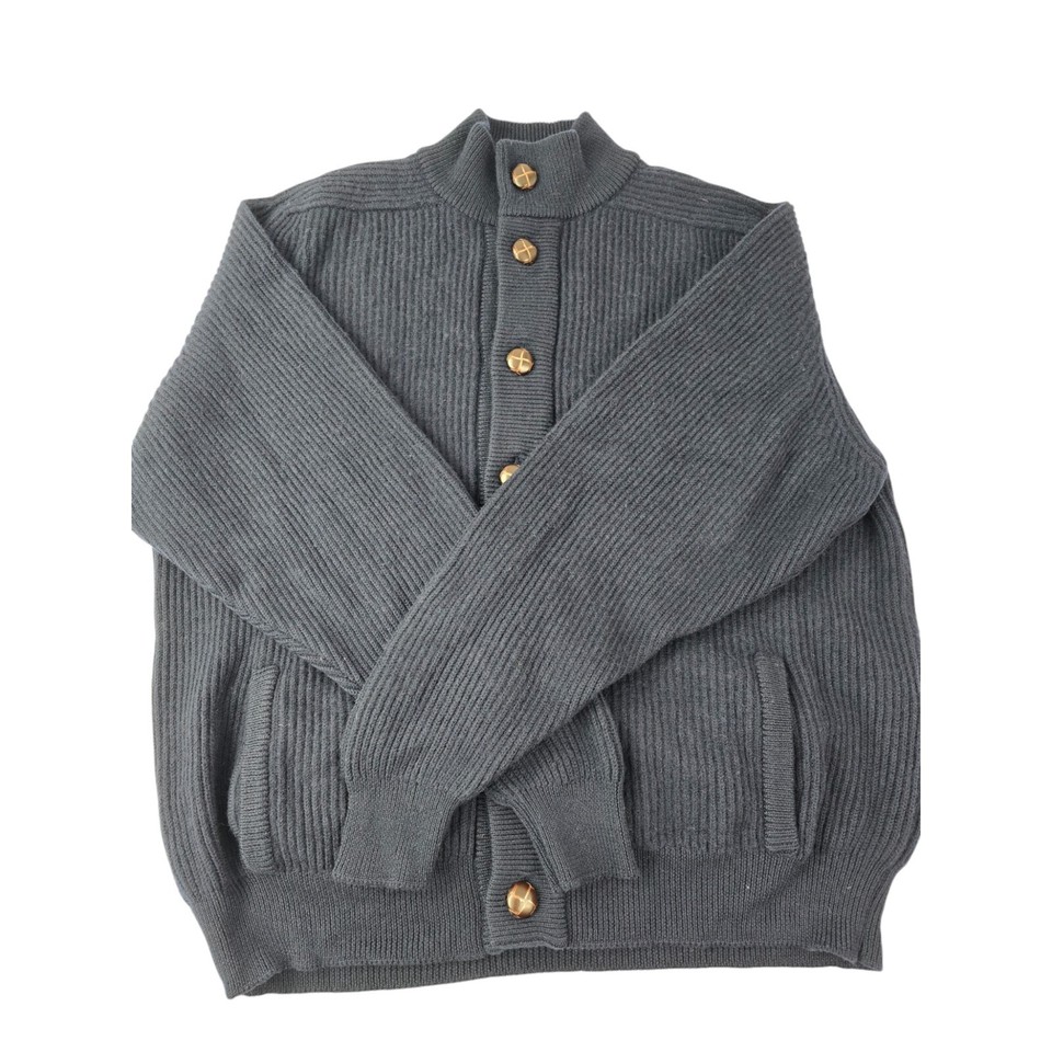 Ballantyne Wool Heavy Thick Cardigan Sweater L XL Scotland Blue Vintage ...