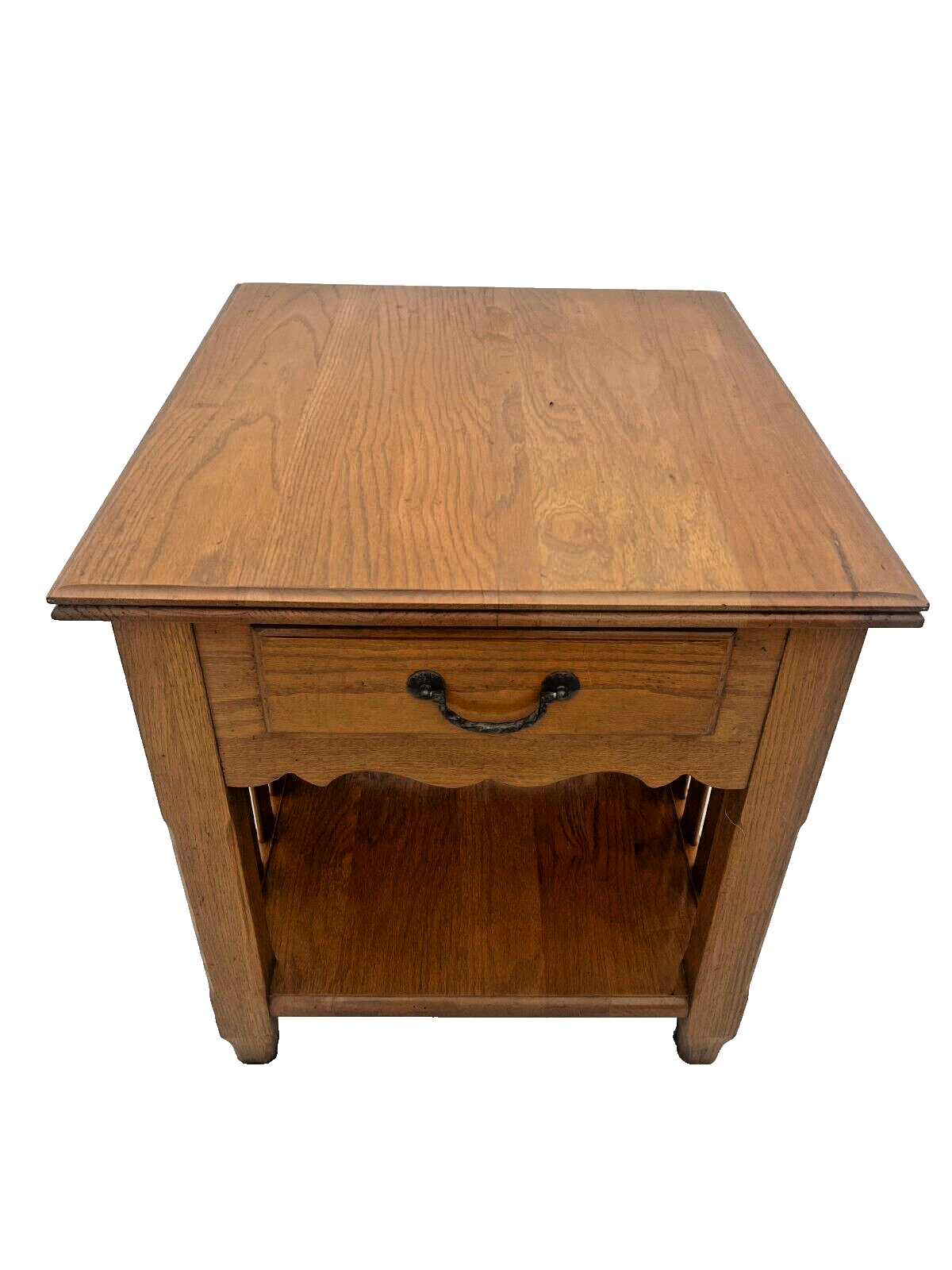 Ethan Allen Side Table Nightstand Oak Drawer Shelf American Artisan #19 ...