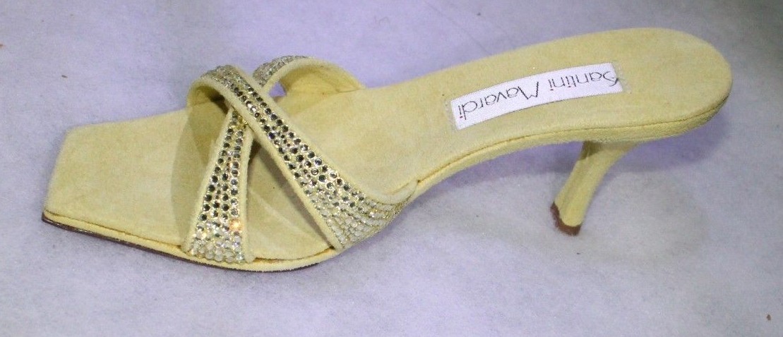 NIB Santini Mavardi Miami Linda Mule Yellow Suede Sandals pumps 36 6 4 ...