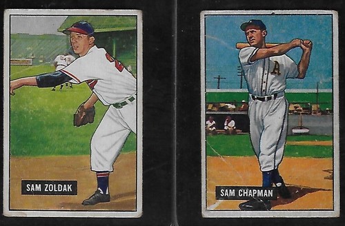 (2) 1951 Bowman Philadelphia Athletics #9 Sam Chapman & 114 Sam Zoldak ...