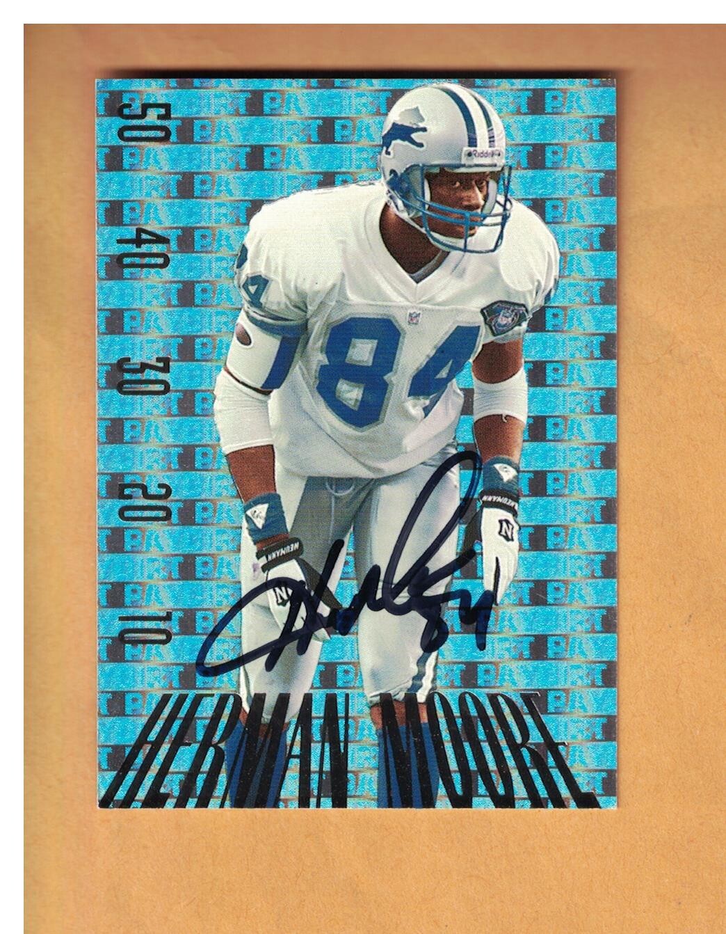 Herman Moore AUTOGRAPHED 1995 SKYBOX INSERT FOOTBALL CARD SIGNED ...