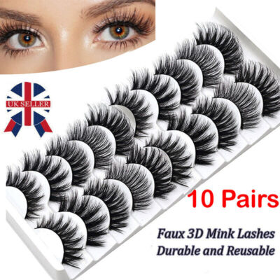 10/5 Pairs False Eyelashes Long Thick Natural Fake Eye Lashes Set Mink ...