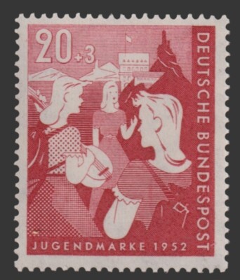 West Germany SG 1081 ~ 1952 Scarlet 20pf + 3pf Stamp MUH - H17 | eBay UK