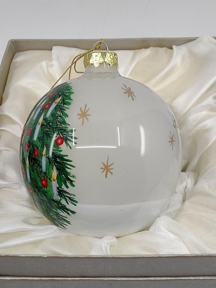 Alessandra Pair Angels Decorating Xmas Tree Reverse Painted Glass ...