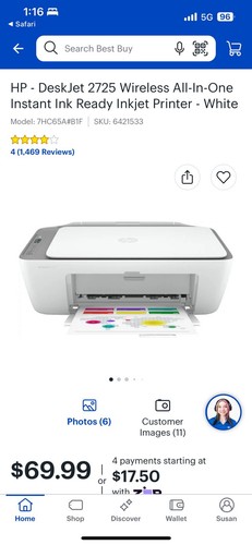 HP DeskJet 2725 Wireless All-n oneColor Inkjet Printer Brand New in box ...