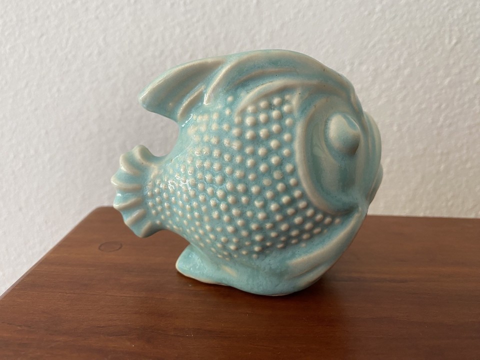 Vintage McCoy Rare Aqua Puffer Fish Planter | eBay
