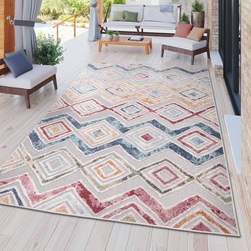 Outdoor Rug Garden Rug Bohemian Square High Low Effect Modern | eBay UK