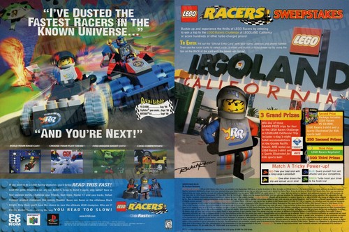 Lego Racers 1999 Print Magazine Ad PlayStation 1 PS1 Nintendo 64 N64 ...