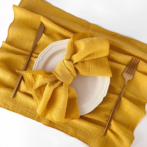 6 x Cotton Mustard Napkins 30cm Table Cloth Solid Colour Wedding ...