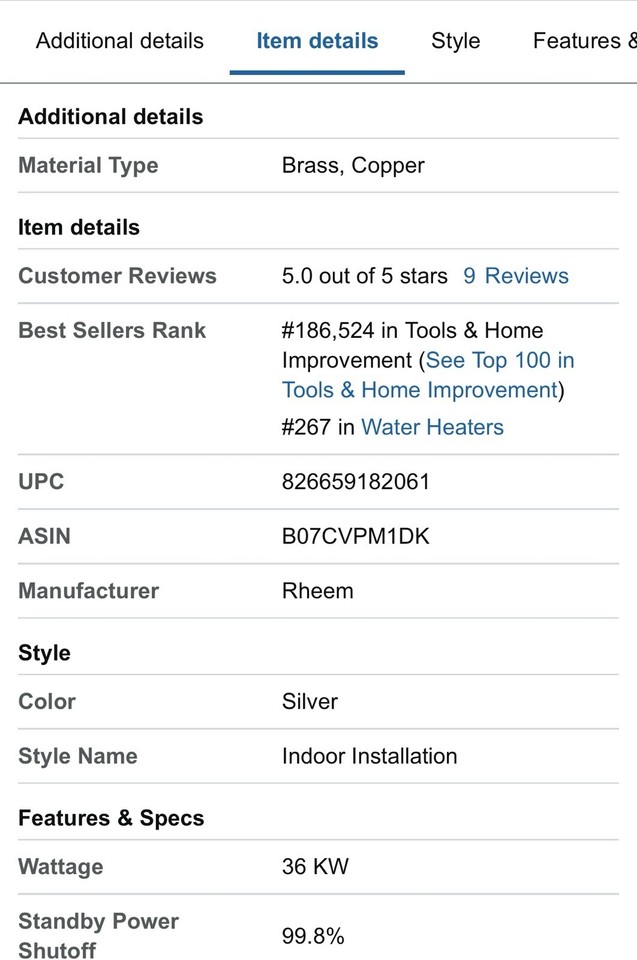 Rheem RTEX-36 Electric Tankless Water Heater 20352683089| eBay