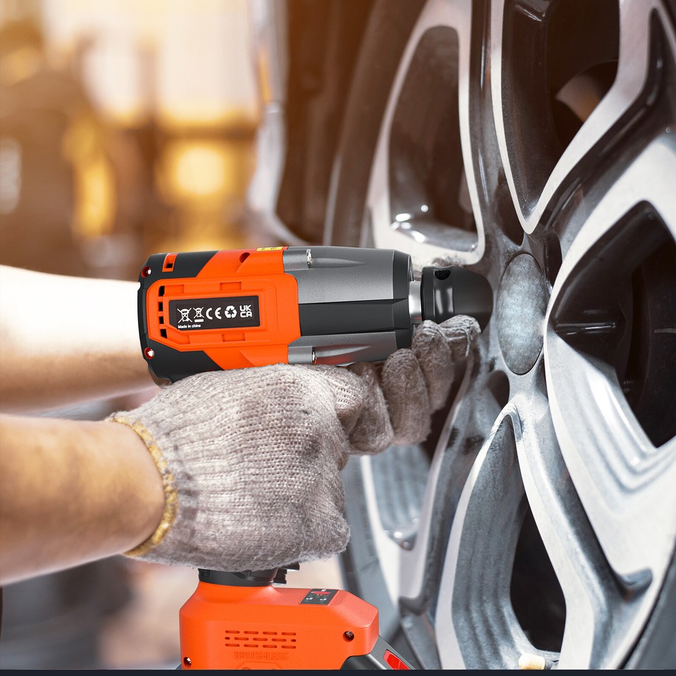 Cordless Electric Impact Wrench Gun High Power Driver 1/2'' with Li-ion ...