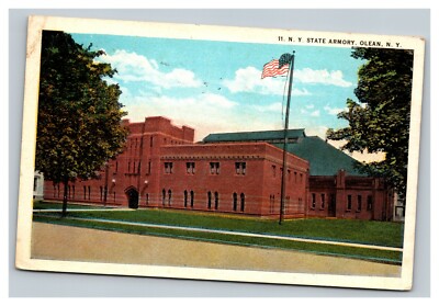 Vintage 1927 Postcard New York State Armory Olean New York RARE STAMP ...