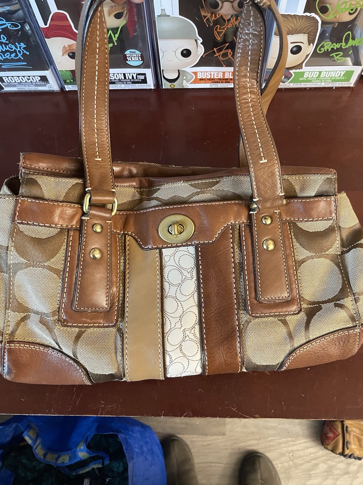 Coach Signature Stripe Hampton Shoulder Handbag-D0773… - Gem