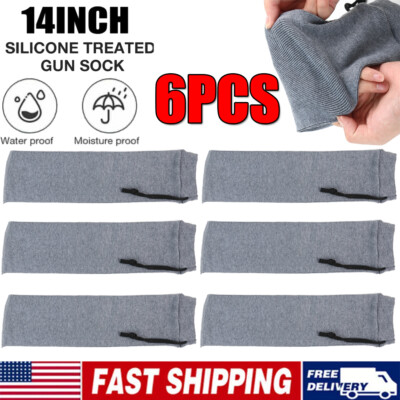 6Pcs 14in Gun Sock Handgun Protector Silicone Treated Storage Anti Rust ...