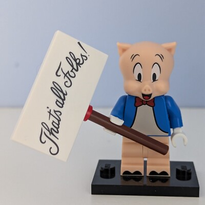 LEGO Porky Pig Minifigure with Sign, Looney Tunes Collectible CMF 71030 ...