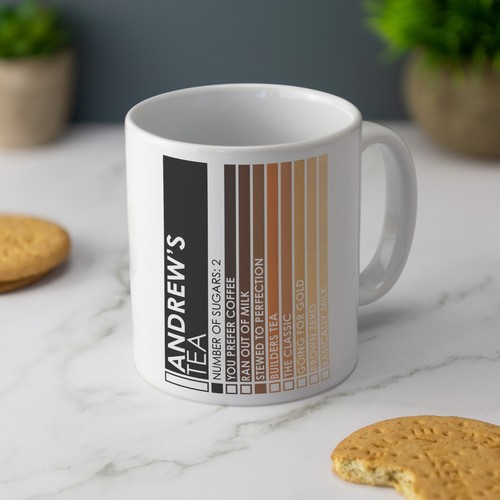Tea Colour Mug Personalised Funny Birthday Gift Tea Colour Chart Mug ...