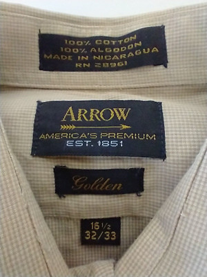 Men's Arrow Shirt Size 16.5 (32/33) button down long sleeve shirt 100% ...