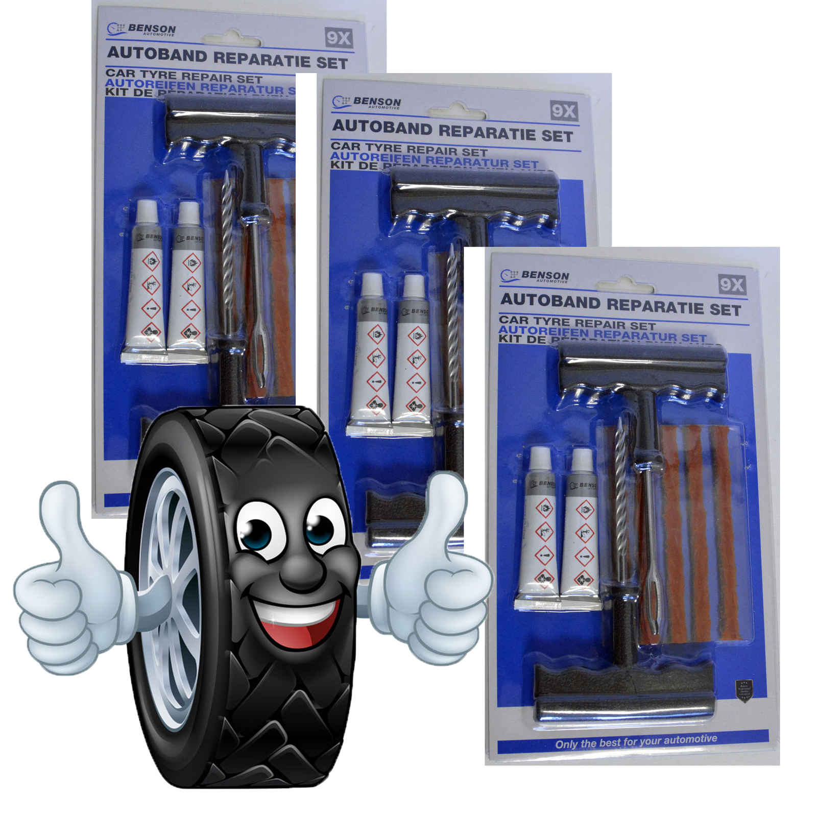 3 x Autoreifen Notfall Reparatur 9-Set Autoreifen Auto Flickzeug ...