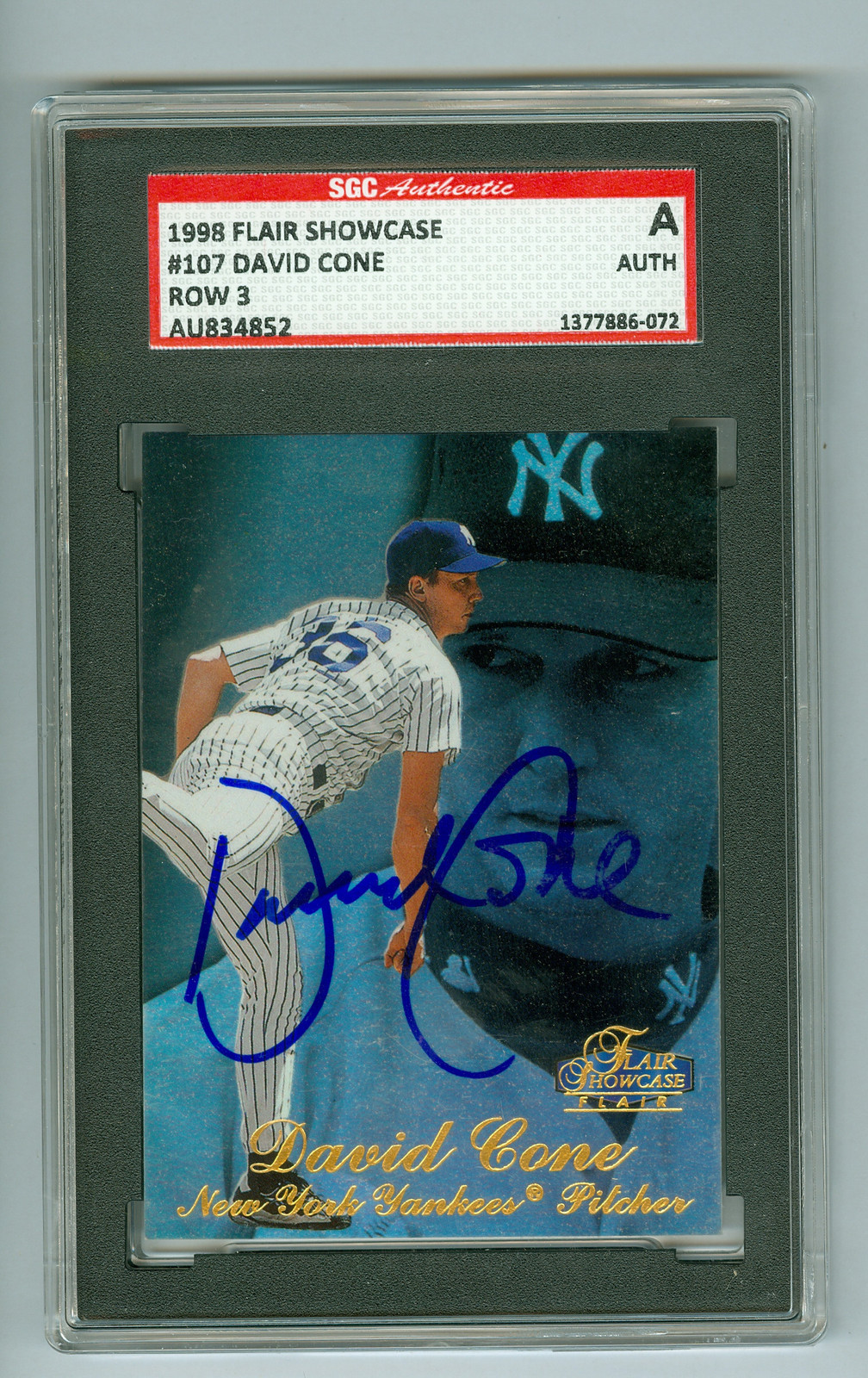 David Cone Autograph 1998 Flair Showcase Row 3 #107 Yankee SGC ...