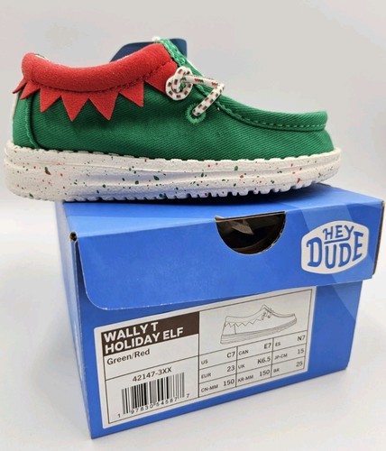 New In Box Hey Dude Toddler Size C7 Wally T Holiday Elf Christmas Shoes ...