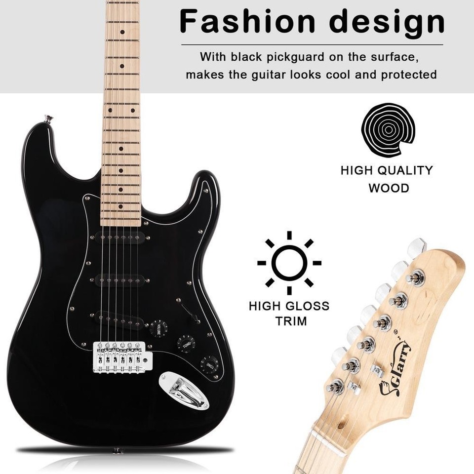 Glarry 39 Inch Full Size Electric Guitar Kit Solid Body with Amplifier ...