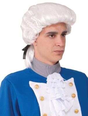 Colonial Man Wig Powder White Fancy Dress Up Halloween Adult Costume ...