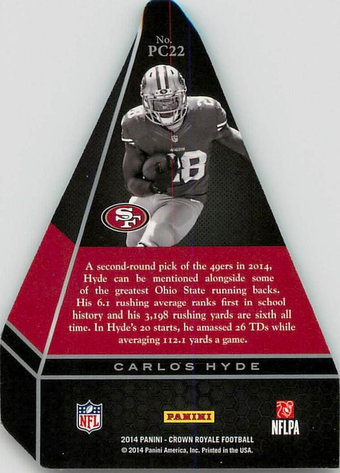 CARLOS HYDE 2014 CROWN ROYALE PANINI CHOICE DIE CUT GREEN ROOKIE #PC22 ...