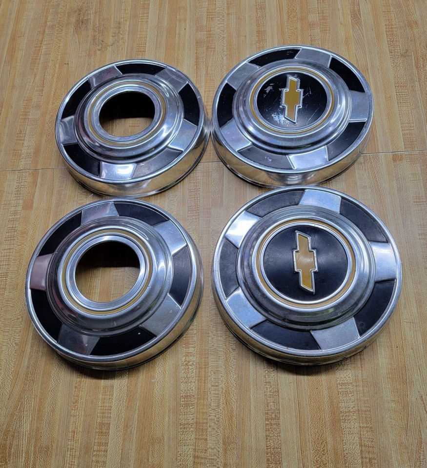 1973-1987 SET OF 4 Chevy Truck ORIGINAL DOG DISH HUB CAPS 1/2 Ton 10-1/ ...