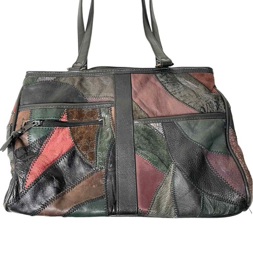 Vintage Black Multi Color Patchwork Genuine Leather Hand Bag | eBay