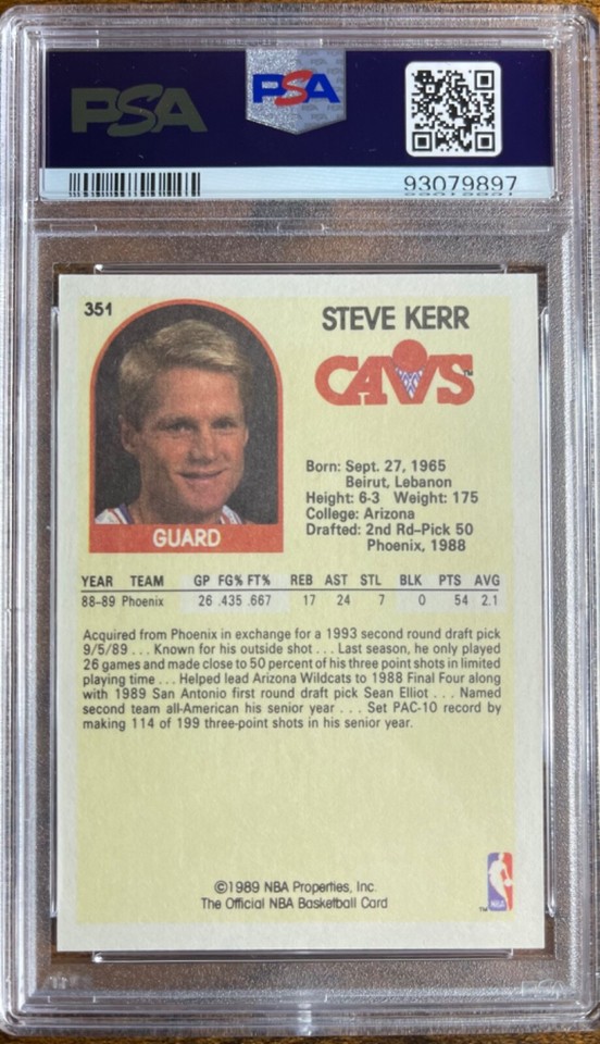 1989 Hoops Steve Kerr PSA 10 GEM/MT Rookie Freshly Graded! | eBay