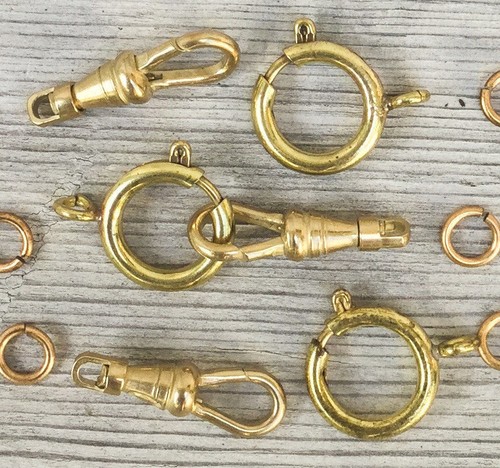 1 Set Gold Tone Spring Ring & Swivel Clip w Jump Rings. Clasps | eBay