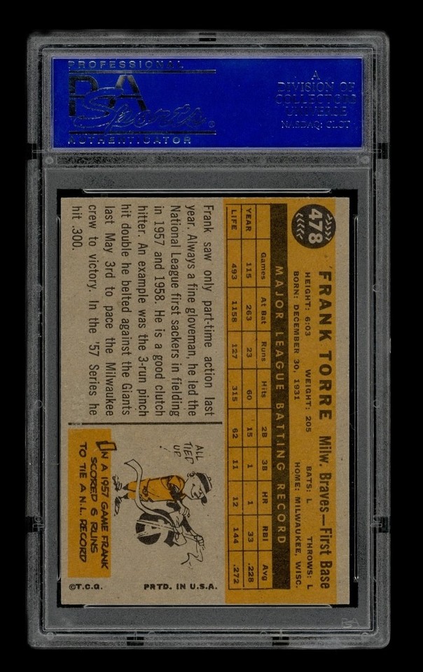 1960 Topps Set-Break #478 Frank Torre PSA 7 NM | eBay