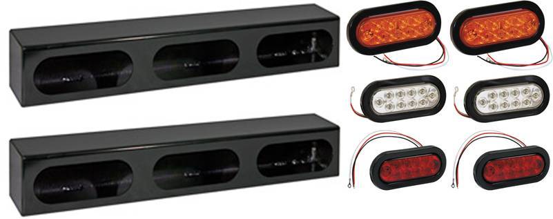 TRIPLE OVAL LIGHT BOXES, LED LIGHTS, STEEL, PAINTED (2 light boxes ,6 ...