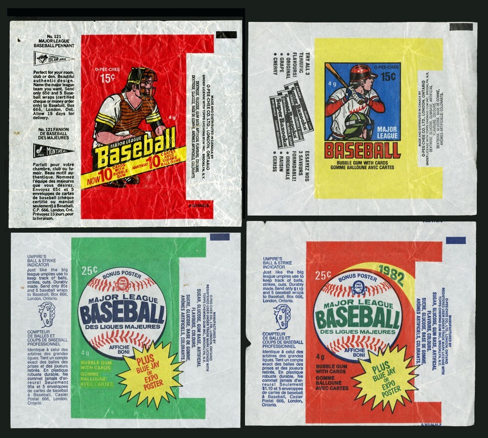1974 to 1992 O-PEE-CHEE BASEBALL CARD WAX PACK WRAPPERS ~ 75 TOTAL | eBay