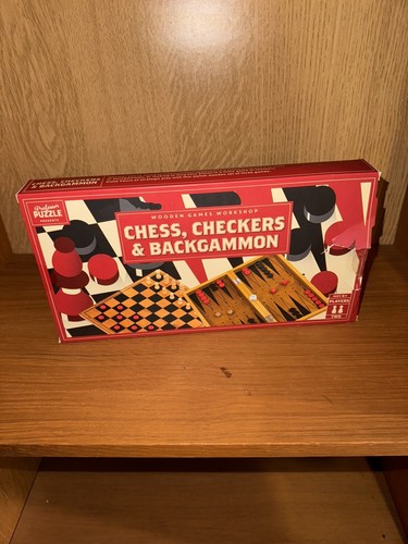 Professor Puzzle Chess, Checkers, & Backgammon Wooden 3 In 1 Game Board ...