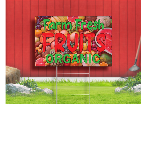 Farm Fresh Fruits Organic Coroplast Sign Plastic Indoor Outdoor Yard ...