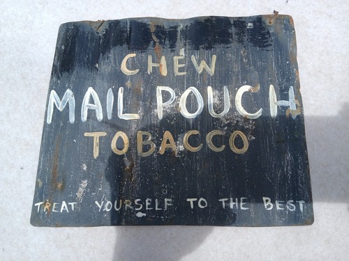 Vintage Corragated Metal MAIL POUCH CHEWING SMOKE TOBACCO DEALER Hand ...