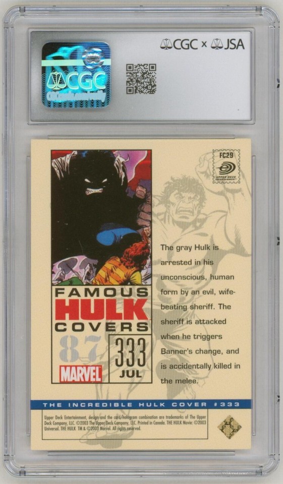 CGC JSA SS 7 SIGNED Todd McFarlane Art Card Incredible Hulk #333 ...