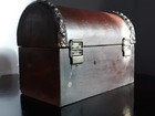 Brown Leather Styled Small Wooden Chest with Brown Felt Inside Treasure ...