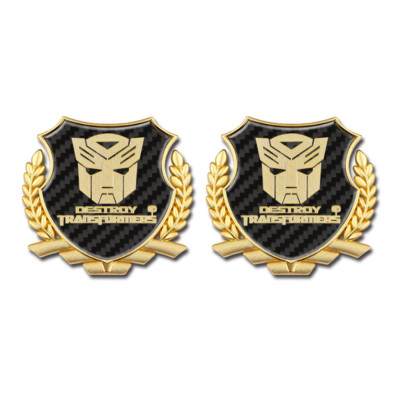 2pcs Car Fender Metal Transformers Automobile Emblem 3D Metal Badge ...